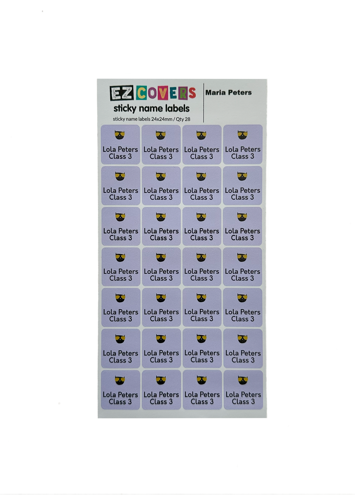 Personalised Square Name Labels - Own Image | EZ Covers New Zealand