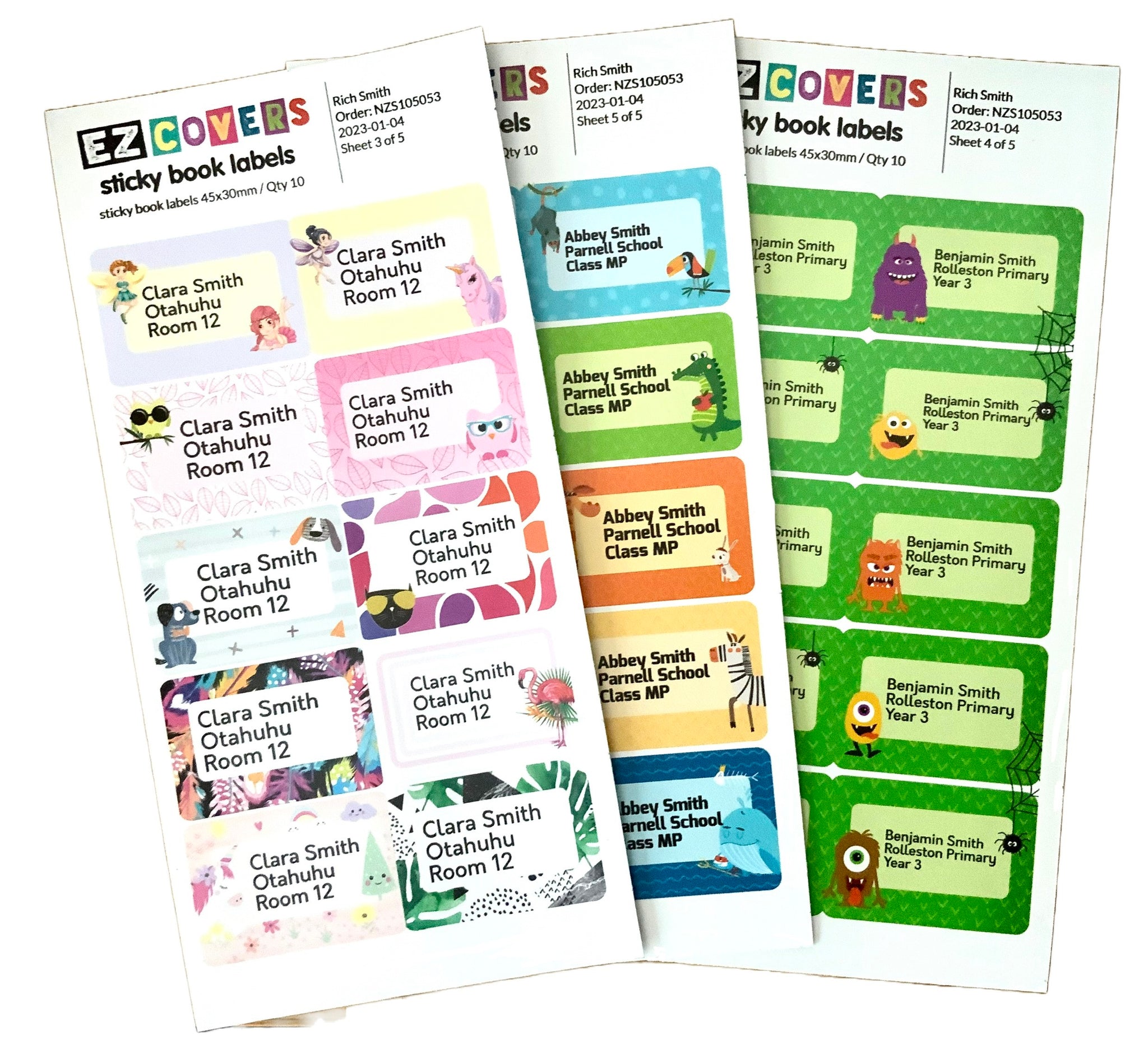 Personalised Book Labels | EZ Covers New Zealand